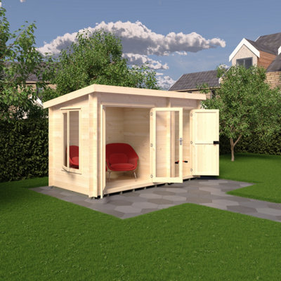 Elm 6Gx12 19mm Log Cabin with Side Storage