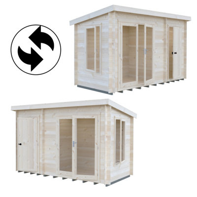 Elm 6Gx12 19mm Log Cabin with Side Storage