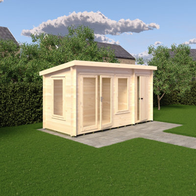 ELM 6GX14 19MM LOG CABIN WITH SIDE STORAGE