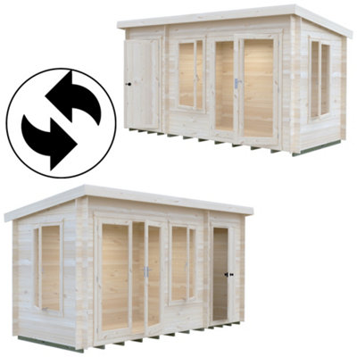 ELM 6GX14 19MM LOG CABIN WITH SIDE STORAGE