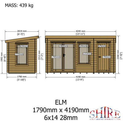 ELM 6GX14 19MM LOG CABIN WITH SIDE STORAGE