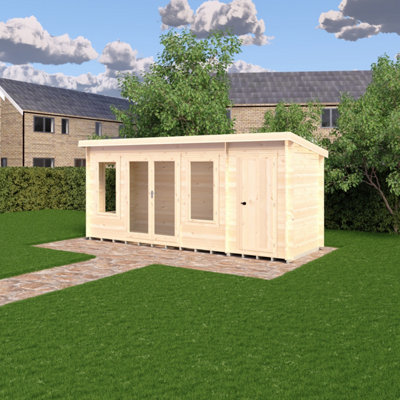 ELM 6GX17 19MM LOG CABIN WITH SIDE STORAGE