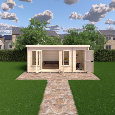 ELM 6GX17 19MM LOG CABIN WITH SIDE STORAGE