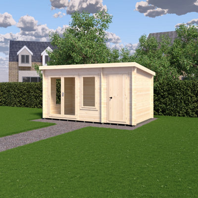 Elm 8Gx14 19mm Log Cabin with Side Storage