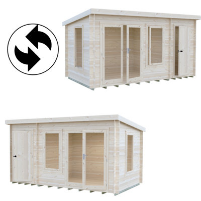 Elm 8Gx14 19mm Log Cabin with Side Storage