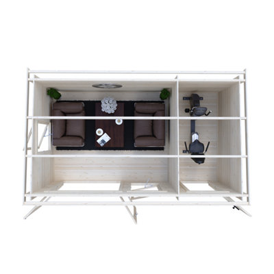 Elm 8Gx14 19mm Log Cabin with Side Storage