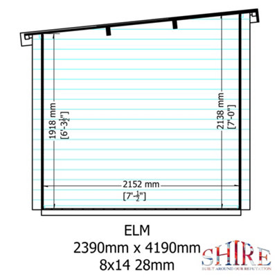 Elm 8Gx14 19mm Log Cabin with Side Storage