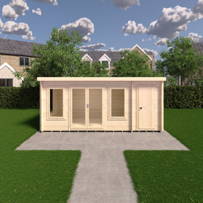 Elm 8Gx17 19mm Log Cabin with Side Storage