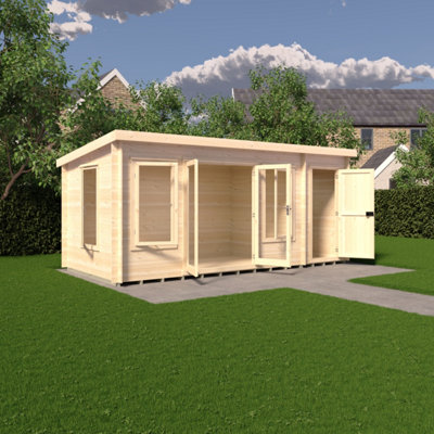 Elm 8Gx17 19mm Log Cabin with Side Storage