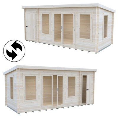 Elm 8Gx17 19mm Log Cabin with Side Storage