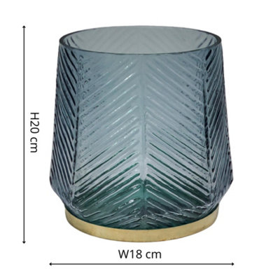 Elm Embossed Candle Holder Soft Blue H20cm