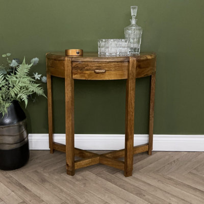 Elm Home And Garden Curved Hall Console Table Solid Wood Dark Oak ...