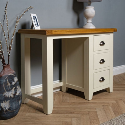 Elm Home And Garden Painted Cream Off White Single Pedestal Dressing Table 75cm High x 104cm