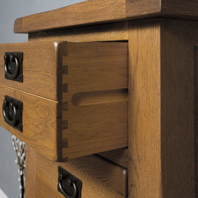 Elm home And Garden Rustic Oak 5 Drawer Wooden Chest Of Drawers Tall Boy 116cm High
