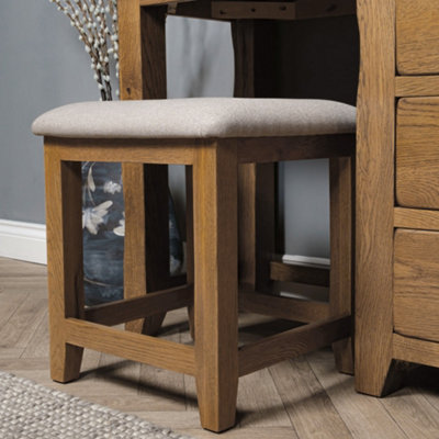 Elm Home And Garden Rustic Oak Dressing Table Stool 47cm High x 42cm ...