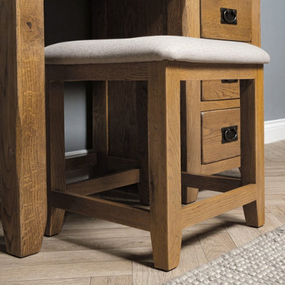 Elm Home And Garden Rustic Oak Dressing Table Stool 47cm High x 42cm ...