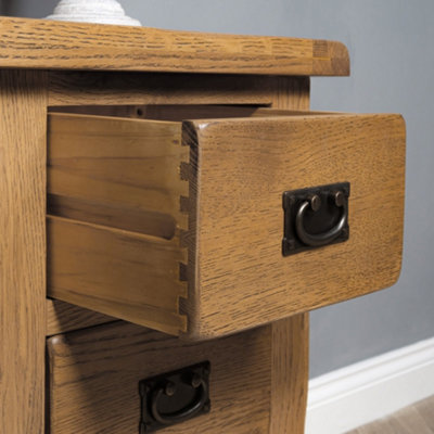 Elm Home And Garden Rustic Oak Single Pedestal Dressing Table 75cm High ...