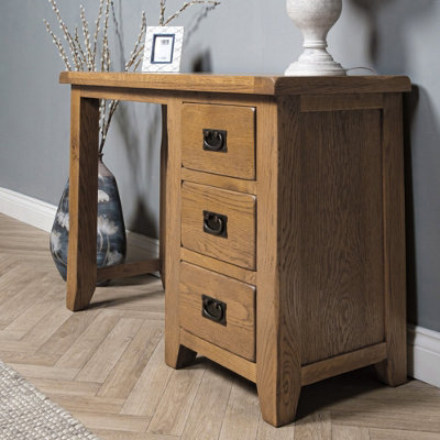 Elm Home And Garden Rustic Oak Single Pedestal Dressing Table 75cm High ...