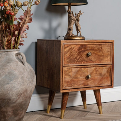 Elm Home And Garden Solid Mango Wood 2 Drawer Console Hall Table 55cm ...