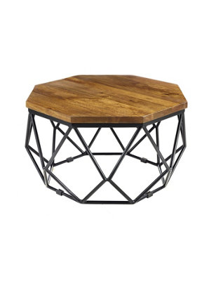 Elm Home And Garden Solid Mango Wood Coffee Table Black Metal Frame ...
