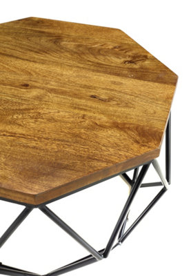 Elm Home And Garden Solid Mango Wood Coffee Table Black Metal Frame ...