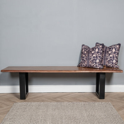 Elm Home And Garden Solid Mango Wooden Live Edge Dining Hall Shoe Bench ...