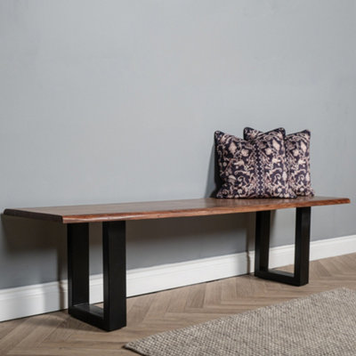Elm Home And Garden Solid Mango Wooden Live Edge Dining Hall Shoe Bench ...