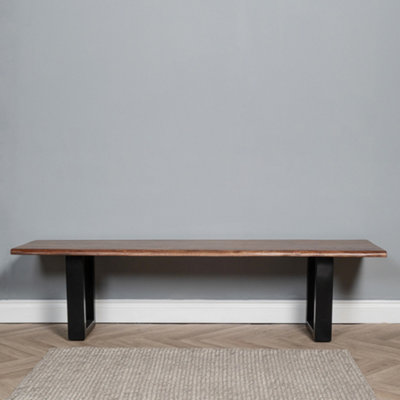 Elm Home And Garden Solid Mango Wooden Live Edge Dining Hall Shoe Bench ...