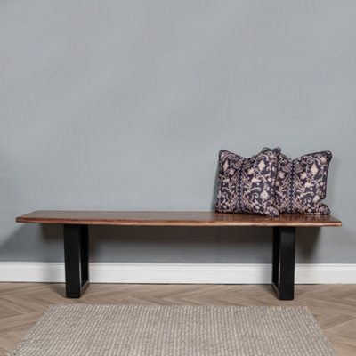 Elm Home And Garden Solid Mango Wooden Live Edge Dining Hall Shoe Bench ...