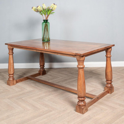Elm Home and Garden Solid Mango Wooden Refectory Dining Kitchen Table Dark 76cm High x 170cm ...