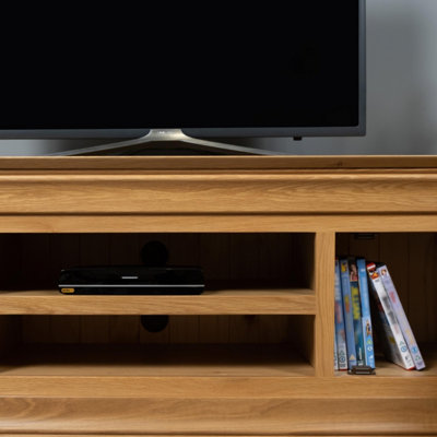 Elm Home and Gardens French Rustic Solid Oak Widescreen TV Cabinet ...