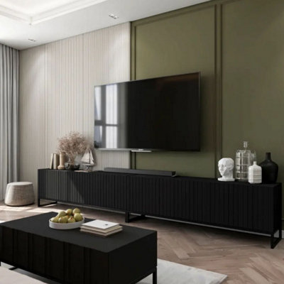 Elpis Glamour TV Cabinet Media Unit Extra Long 300 cm - Black Matt ...