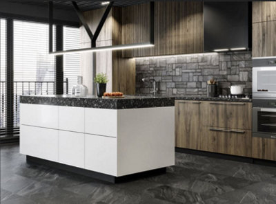 Elsa Stonework Slate Metallic 100mm x 100mm Porcelain Wall & Floor Tile ...