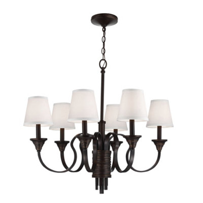 Elstead Arbor 6 Light Multi Arm Chandelier Weathered Brass, Bronze ...