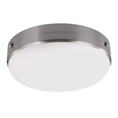 Elstead Cadence 2 Light Flush Ceiling Light Brushed Steel, E27
