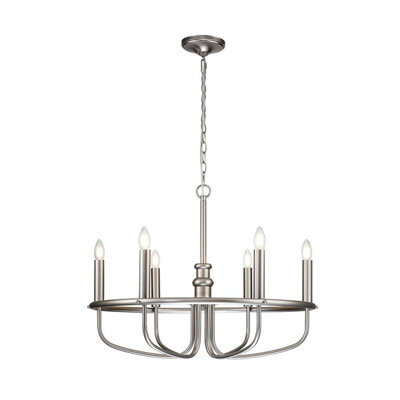 Elstead Capitol Hill 6 Light Multi Arm Pendant Ceiling Light, Brushed ...