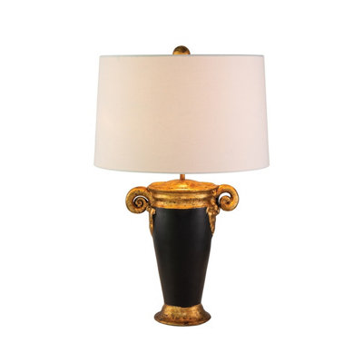 Elstead Gallier Table Lamp with Round Shade, Black and Gold