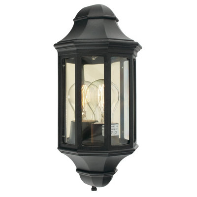 Elstead Malaga Mini 1 Light Outdoor Wall Half Lantern Light Black IP44, E27