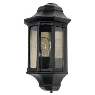 Elstead Newbury 1 Light Outdoor Wall Half Lantern Light Black IP44, E27