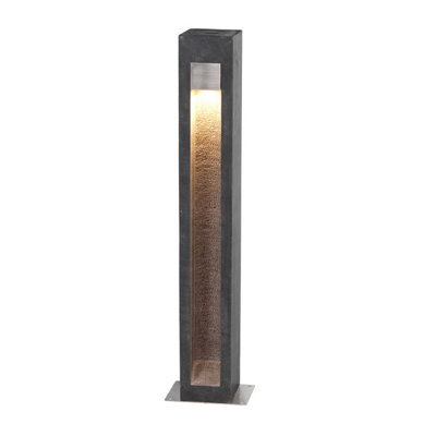 Elstead Parkstone Outdoor Bollard Basalt Stone with Stainless Steel ...