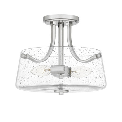 Elstead Quoizel Hollister Bowl Semi Flush Ceiling Light Polished Nickel