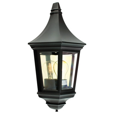 Elstead Valencia 1 Light Outdoor Wall Half Lantern Light Black IP54, E27