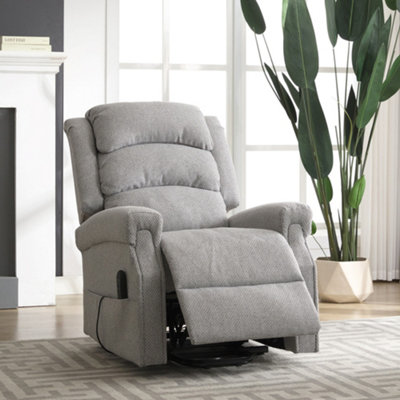 Eltham 84cm Wide Light Grey Fabric Dual Motor Electric Mobility Aid Lift Assist Recliner Arm ...