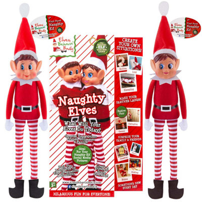Elves Behavin Badly Christmas Naughty Elf Elfie and Elvie Red 30cm 2 Pack