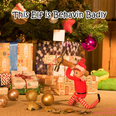 Elves Behavin' Badly - Christmas Naughty Elf Elfie Red 30cm 12 Inch