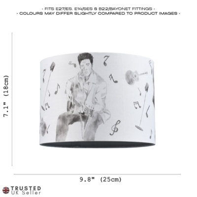 Elvis Presley Themed Linen Lampshade with Famous Poses and Guitars ...