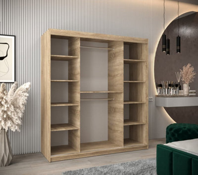 Elypse Sliding Door Wardrobe in Oak Sonoma - Modern Storage Unit with ...