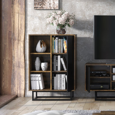 Elysian Loft Sideboard 100cm Industrial Rustic Black Matt Doors Creative Furniture