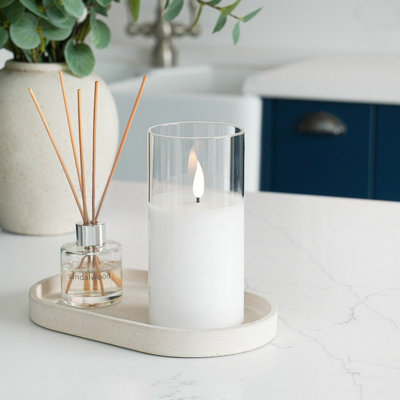 Ember™ Battery Hurricane Glass Candle, 15cm