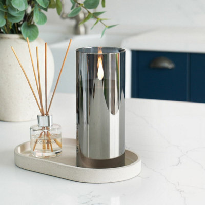 Ember™ Battery Hurricane Smoked-Glass Candle, 17.5cm
